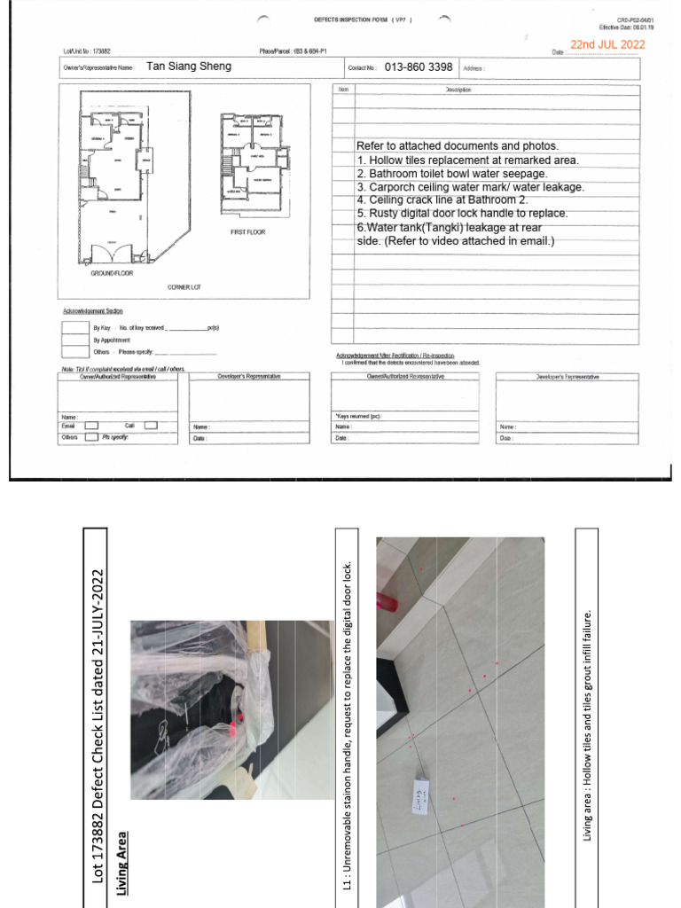 Defect Check List Dated 220722 | PDF
