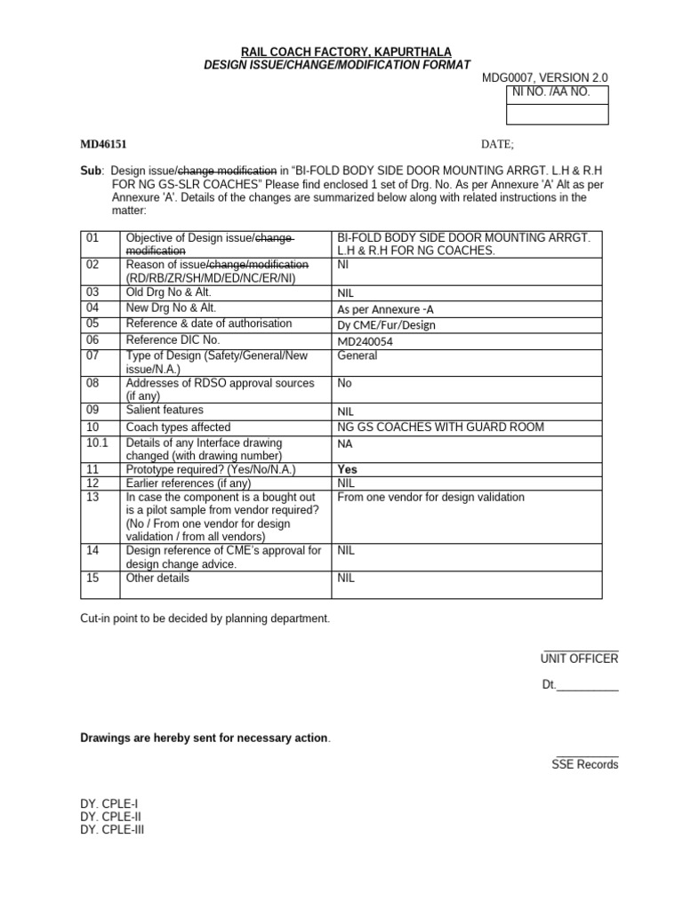 Bi-Fold Door Design Changes for NG Coaches | PDF