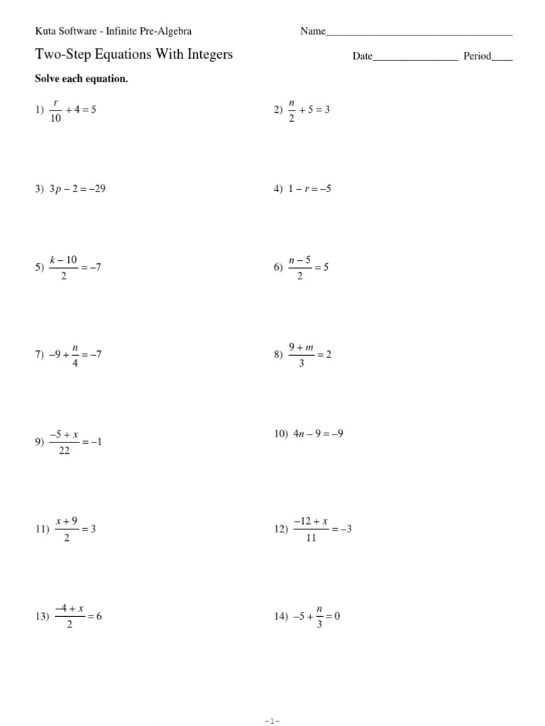 Two-Step Equations Worksheet | PDF | Mathematics | Mathematical Objects