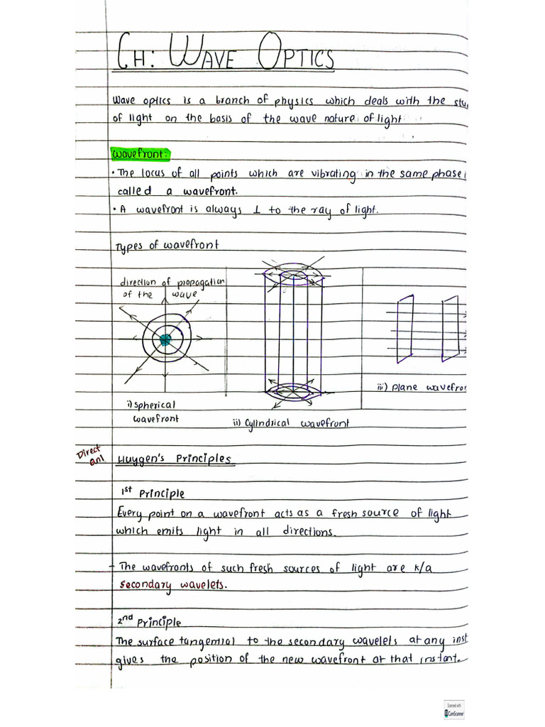 Wave Optics Notes | PDF