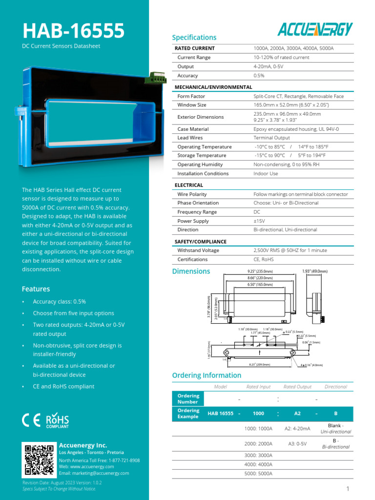 Hab 16555 DC Current Sensors Datasheet | PDF | Direct Current | Power ...