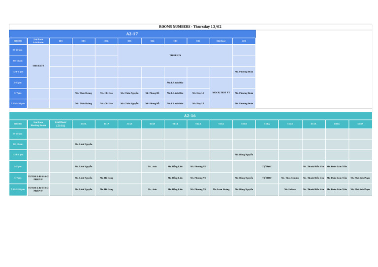 Rooms-Numbers-Thursday-13-02-Hl - 2025-02-13T185627.304 | PDF