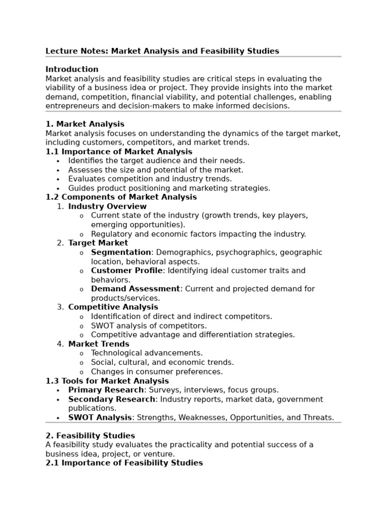 Market Analysis and Feasibility Studies | PDF | Feasibility Study | Market Analysis