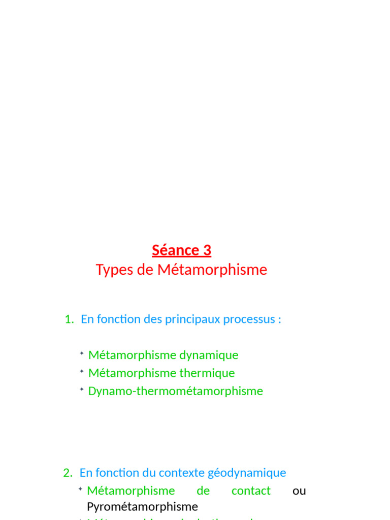 Types de Métamorphisme | PDF | Géologie | Pétrologie