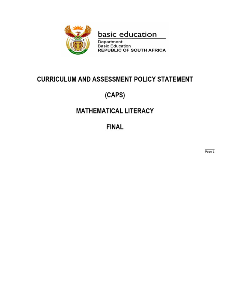 Mathematical Literacy Grades 10 - 12 Edited | PDF | Educational ...