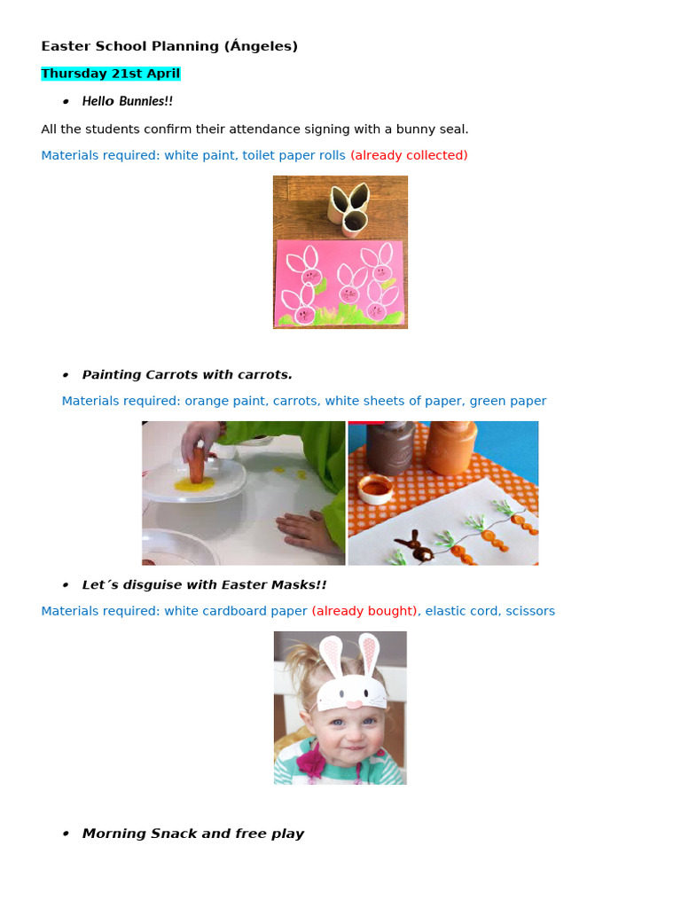 Easter Activities for School Planning | PDF