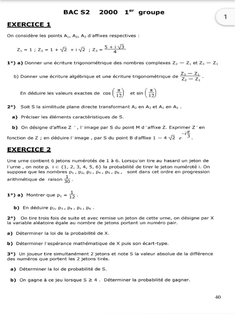 Math Bac S2 | PDF
