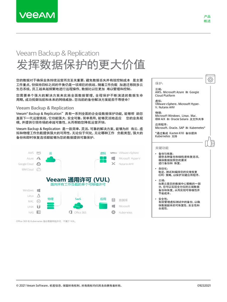 Veeam Backup Datasheet V11 产品介绍 | PDF