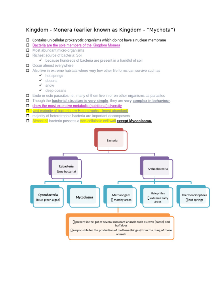 Kingdom - Monera | PDF | Bacteria | Cell (Biology)