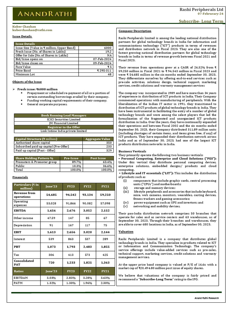 Anand Rathi Research Report | PDF | Laptop | Personal Computers
