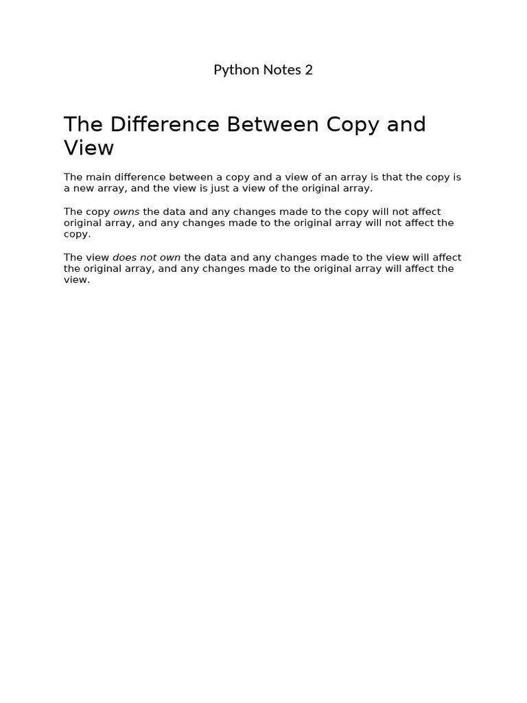 Array Copy vs. View Explained | PDF