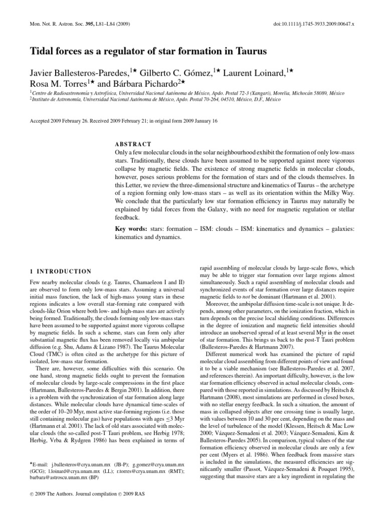 Ballesteros-Paredes Et Al. - 2009 - Tidal Forces As A Regulator of Star ...