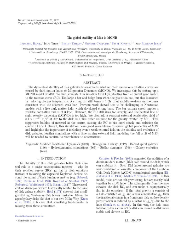 Banik Et Al. - 2020 - The Global Stability of M33 in MOND | PDF ...