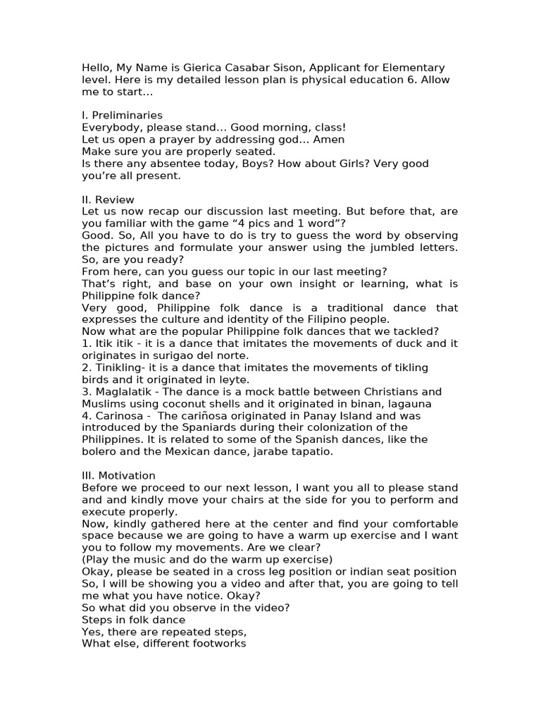 SCRIPT SA ELEM | PDF | Dances | Philippines