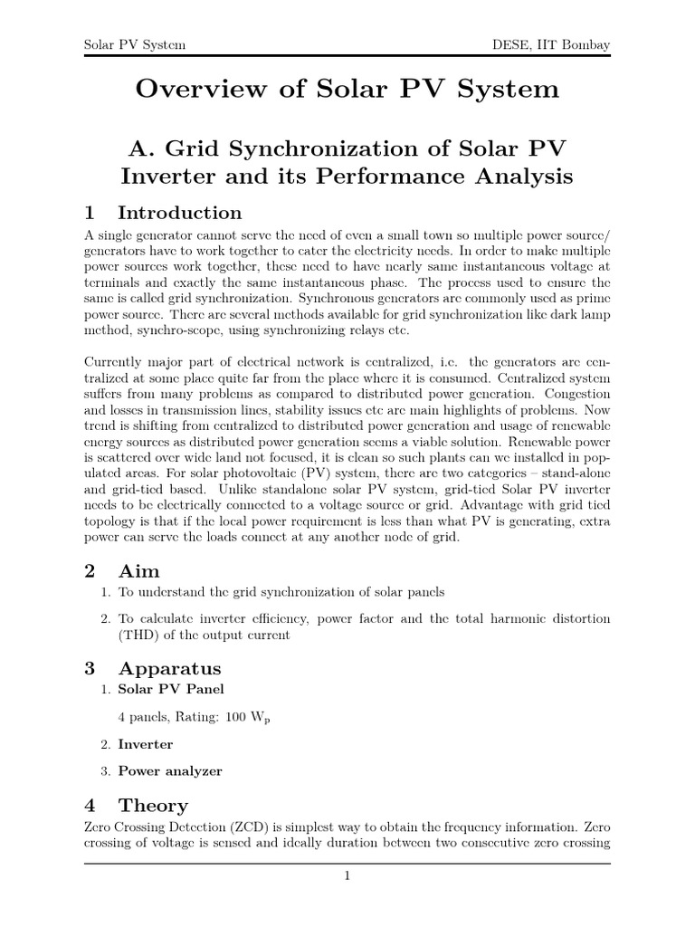 Grid Synchronization in Solar PV Systems | PDF | Power Inverter ...