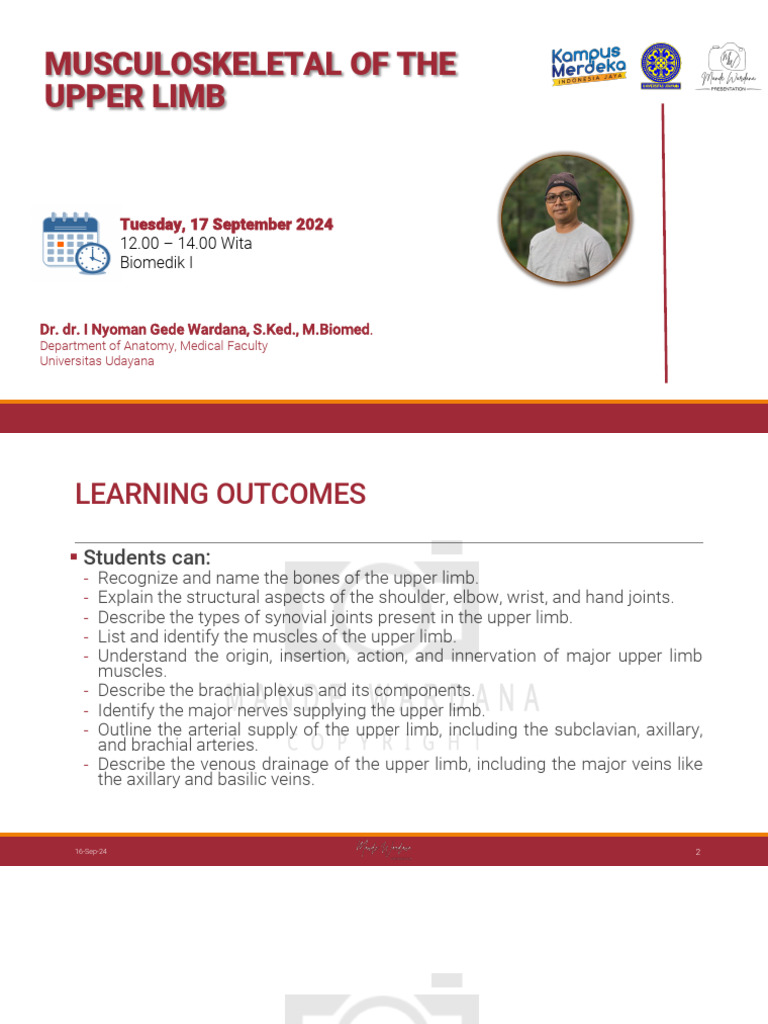 Lecture 1.03 - Musculoskeletal of The Upper Limb WM | PDF | Anatomical ...