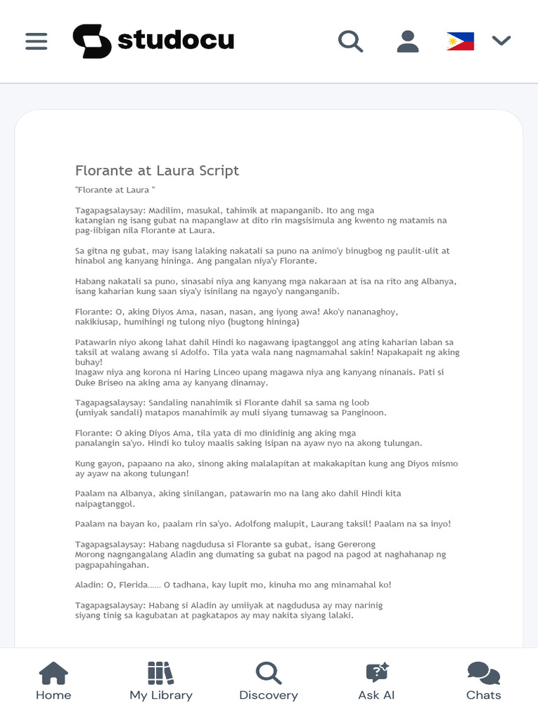 Florante at Laura Script - Florante at Laura Script " Florante at Laura ...
