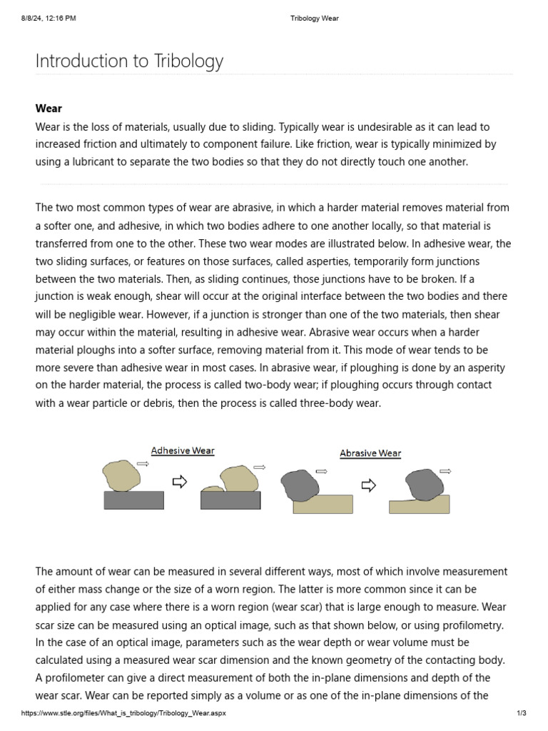 Tribology Wear-Introduction | PDF | Wear | Materials