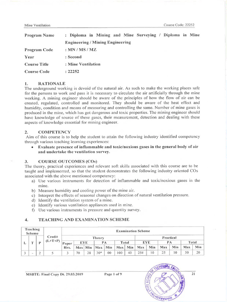 Mine Ventilation | PDF