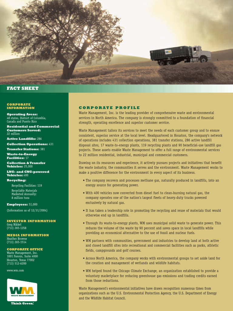 WM CORPORATE PROFILE | PDF | Waste Management | Waste