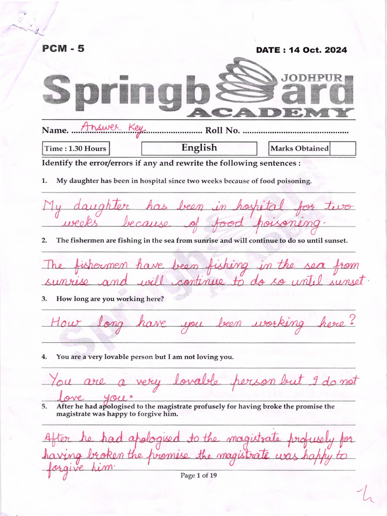 Grammar Error Correction Exercises | PDF