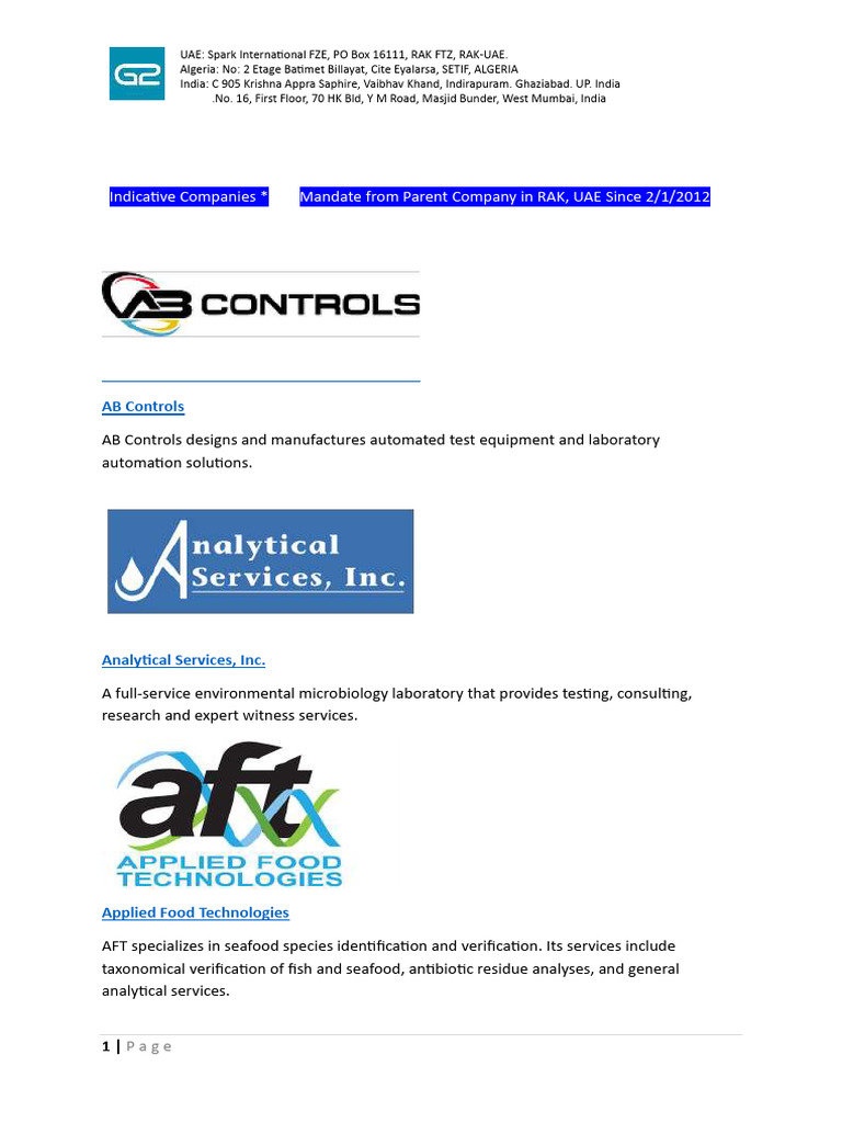 Indicative Companies - G2 Consulting - Assignment - Laboratory Good Practices | PDF ...