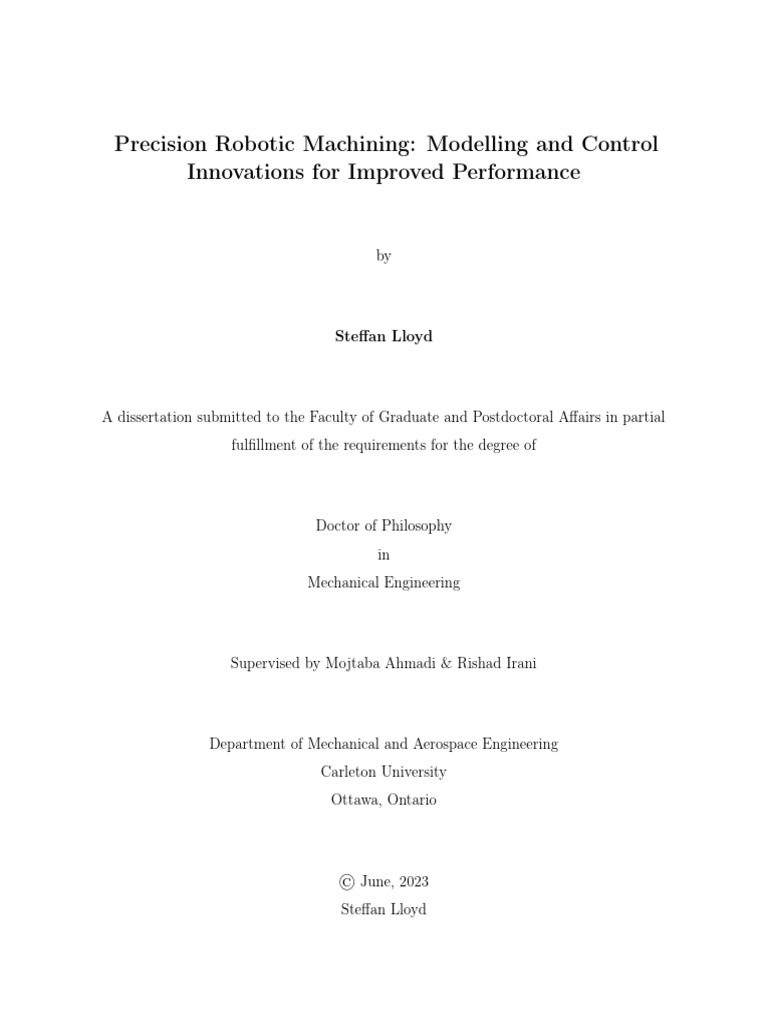 Precision Robotic Machining Modelling and Control Innovations for ...
