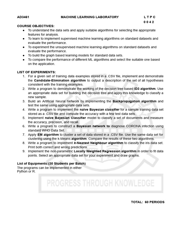 Machine Learning Lab Course Guide | PDF | Machine Learning | Applied Mathematics