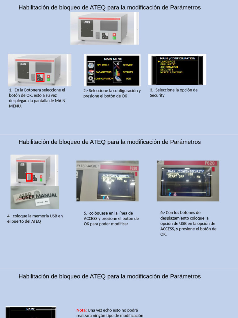 Bloqueo de ATEQ: Guía de Configuración | PDF