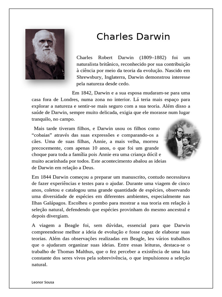 Charles Darwin | PDF | Charles Darwin | A Origem das Espécies (livro)