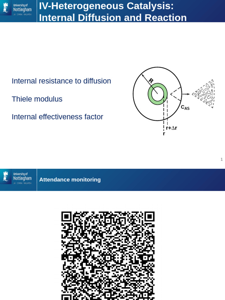 CHEE4001 4 Internal Diffusion and Reaction - Class | PDF | Catalysis ...