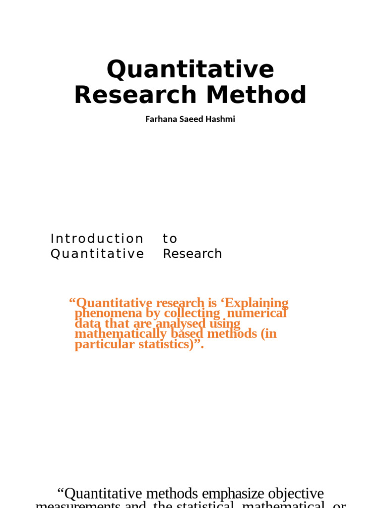 Quantitative Research Method and Types | PDF | Quantitative Research ...