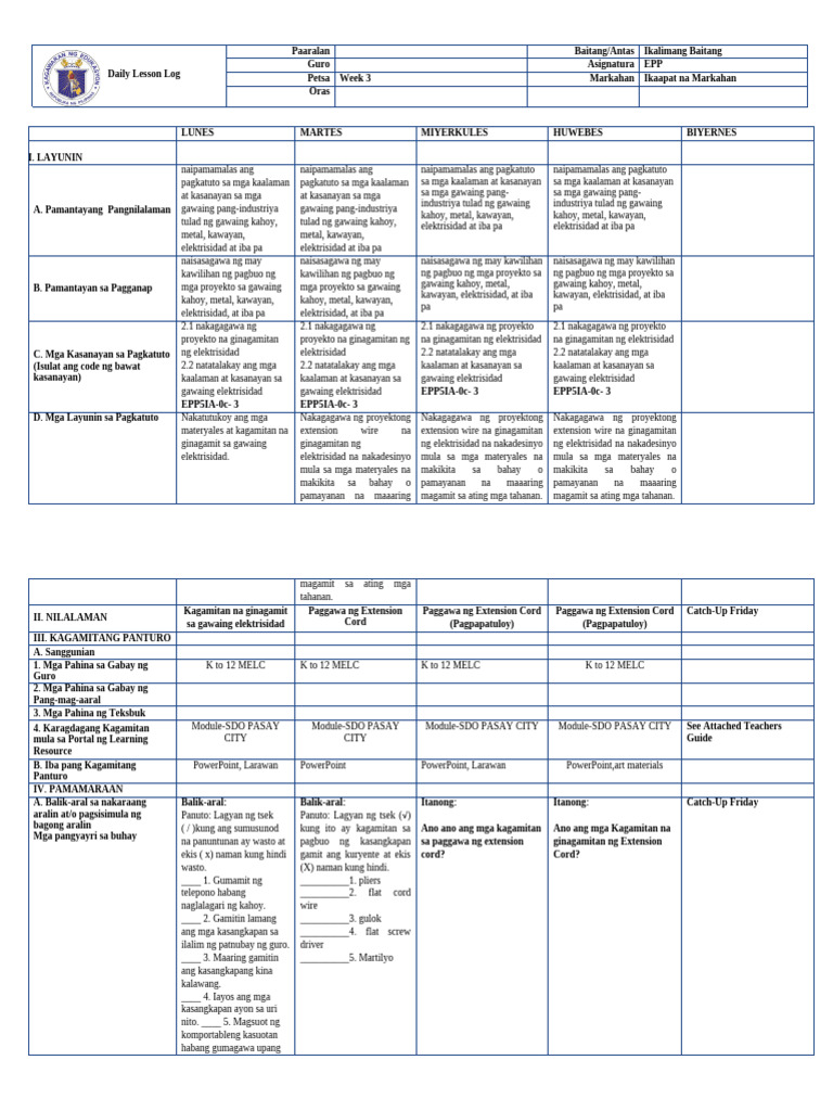 Week 3-DLL Q4 Epp 5 | PDF