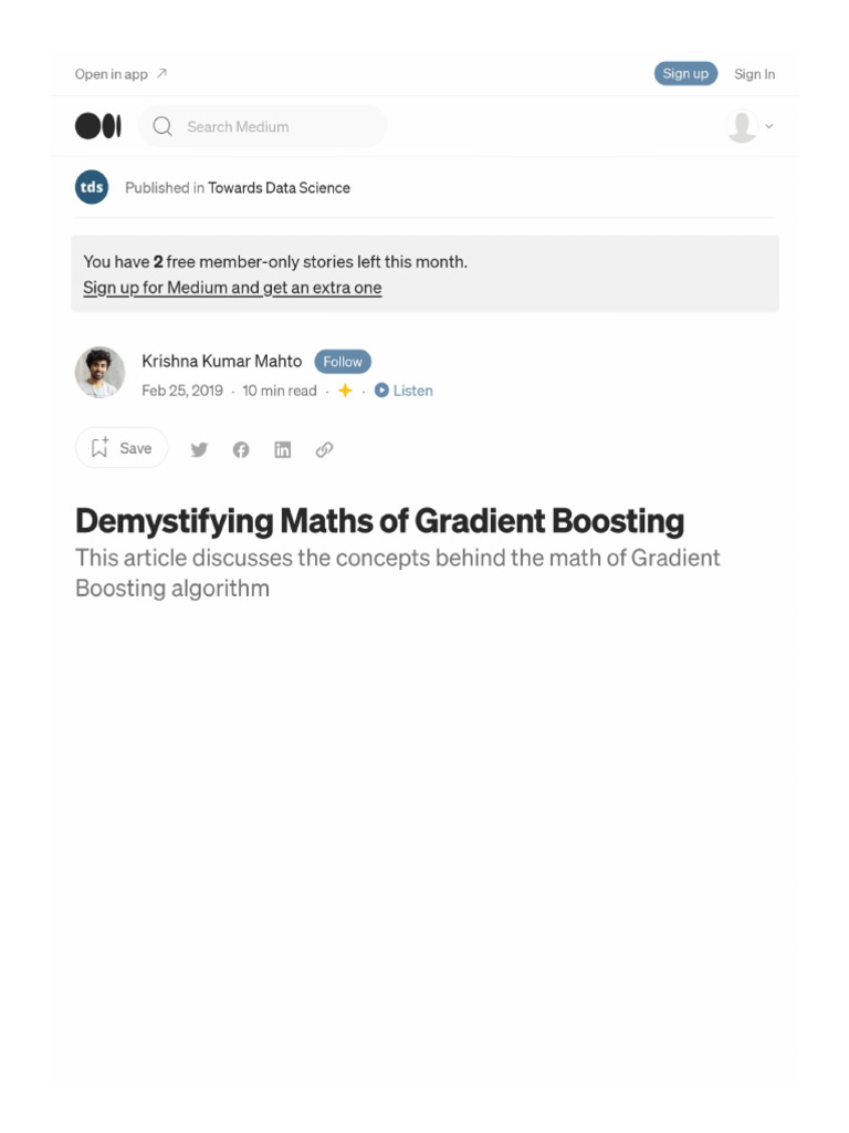 Demystifying Maths of Gradient Boosting _ by Krishna Kumar Mahto _ Towards Data Science | PDF