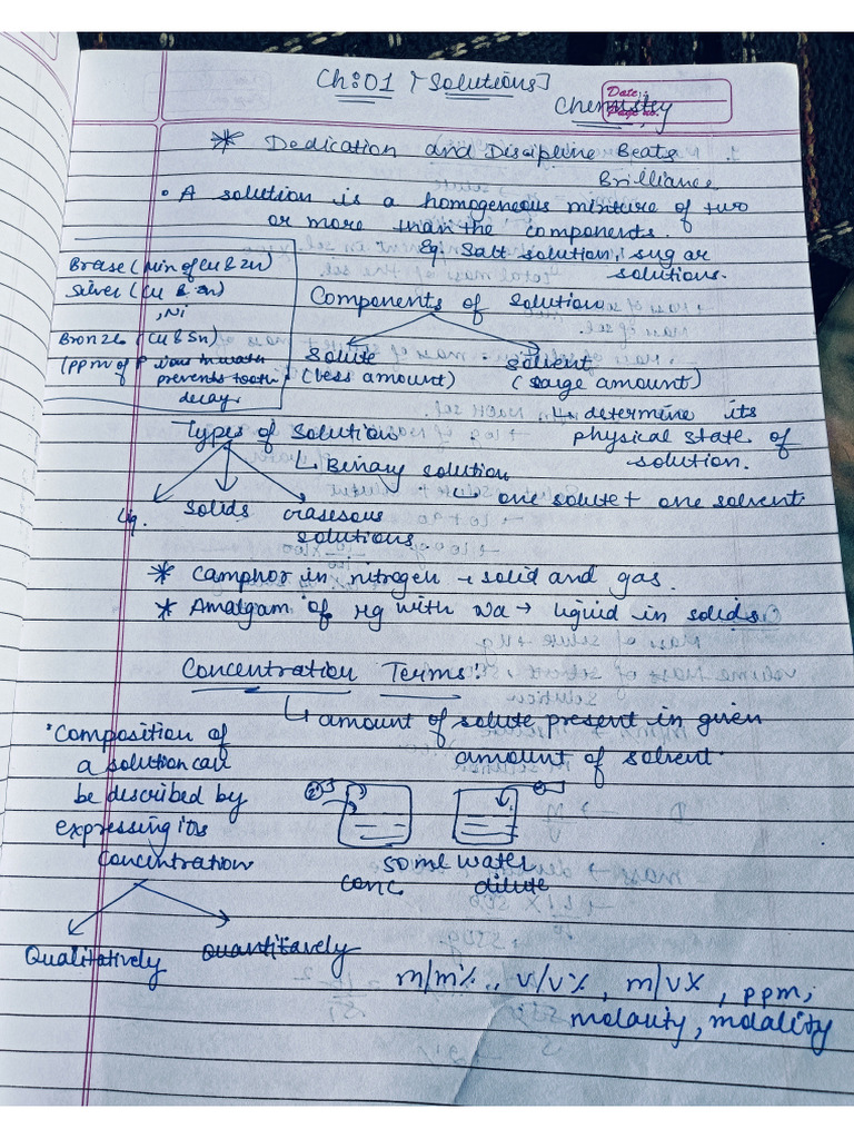 Class 12. Chemistry Solution CH Notes | PDF