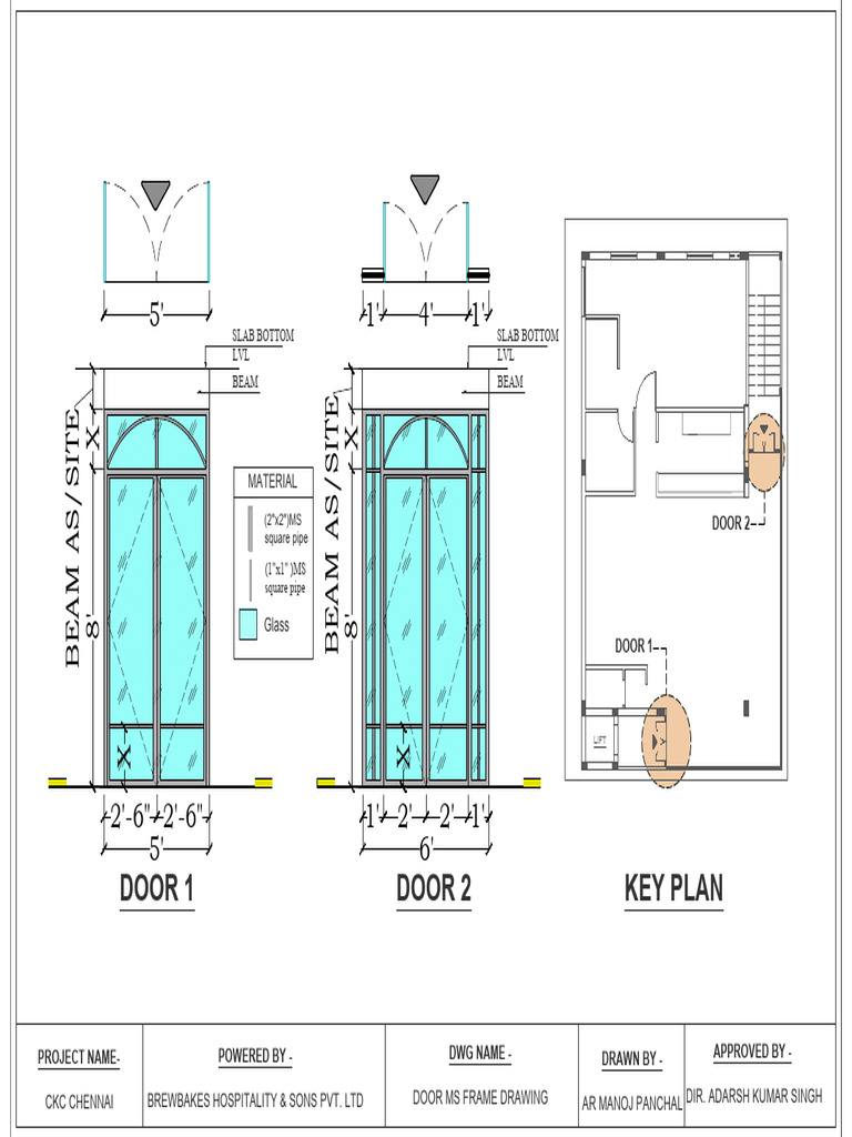MS Door Frame Drawing for CKC Chennai | PDF