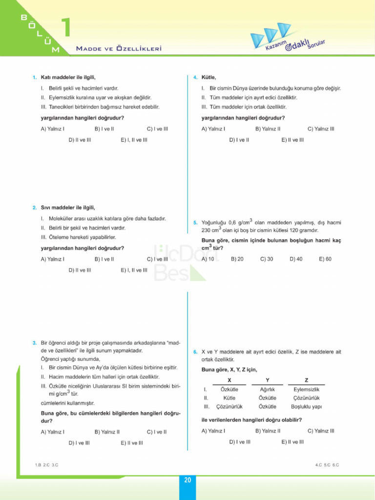 345 - TYT Fizik-Maddenin Özellikleri | PDF