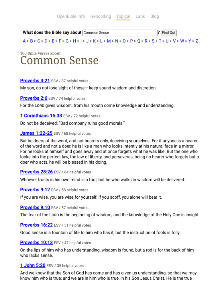 What Does The Bible Say About Common Sense | PDF | Jesus | Book Of Proverbs