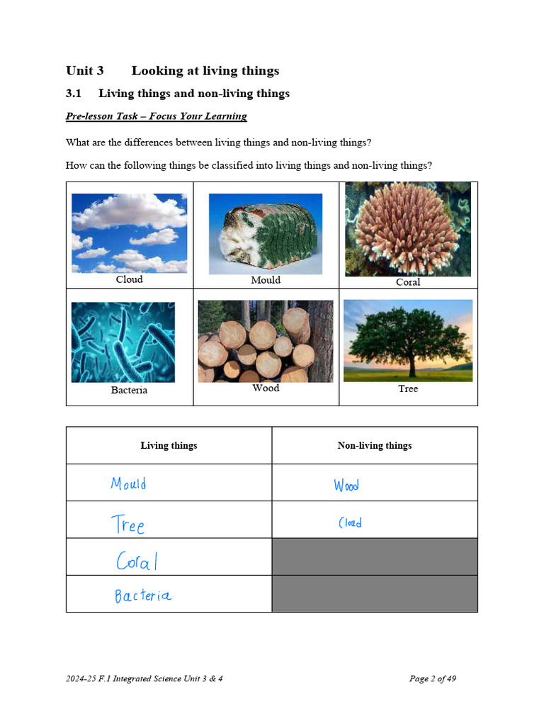 Living vs Non-Living: Science Unit 3 | PDF | Life | Organisms