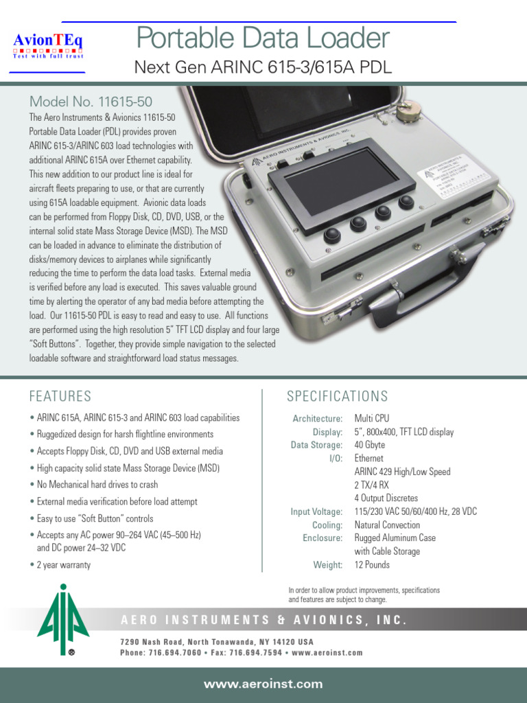 Aero Instruments 11615 50 Specification Sheet | PDF | Usb | Computer ...