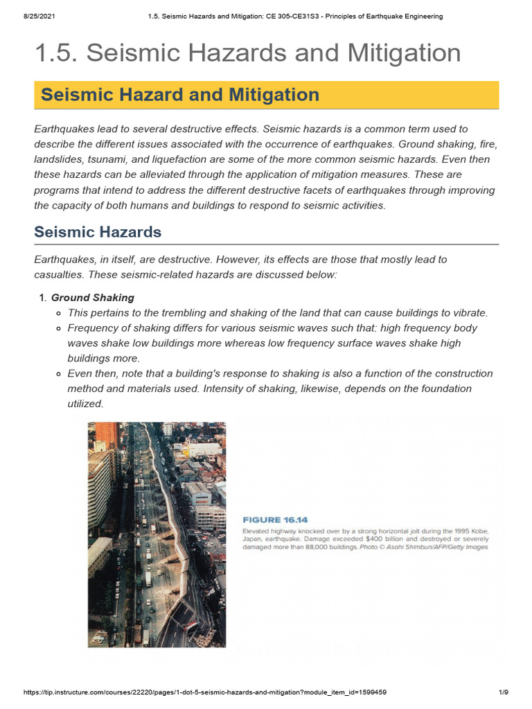 1.5. Seismic Hazards and Mitigation - CE 305-CE31S3 - Principles of ...