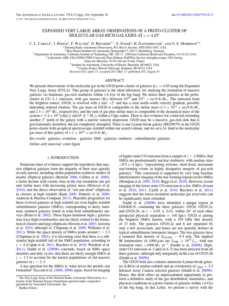 Carilli Et Al. - 2011 - EXPANDED VERY LARGE ARRAY OBSERVATIONS OF A ...
