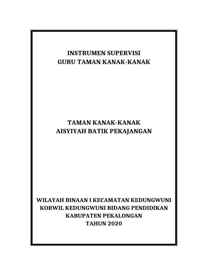Cover Instrumen Supervisi | PDF
