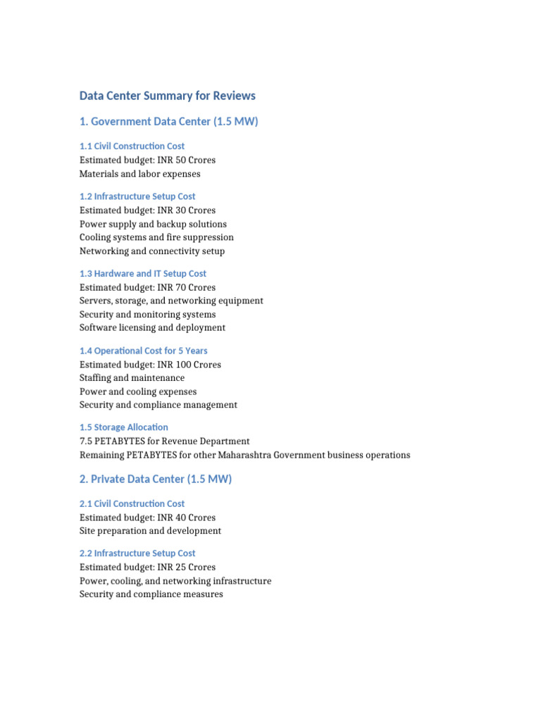 Data Center Summary | PDF