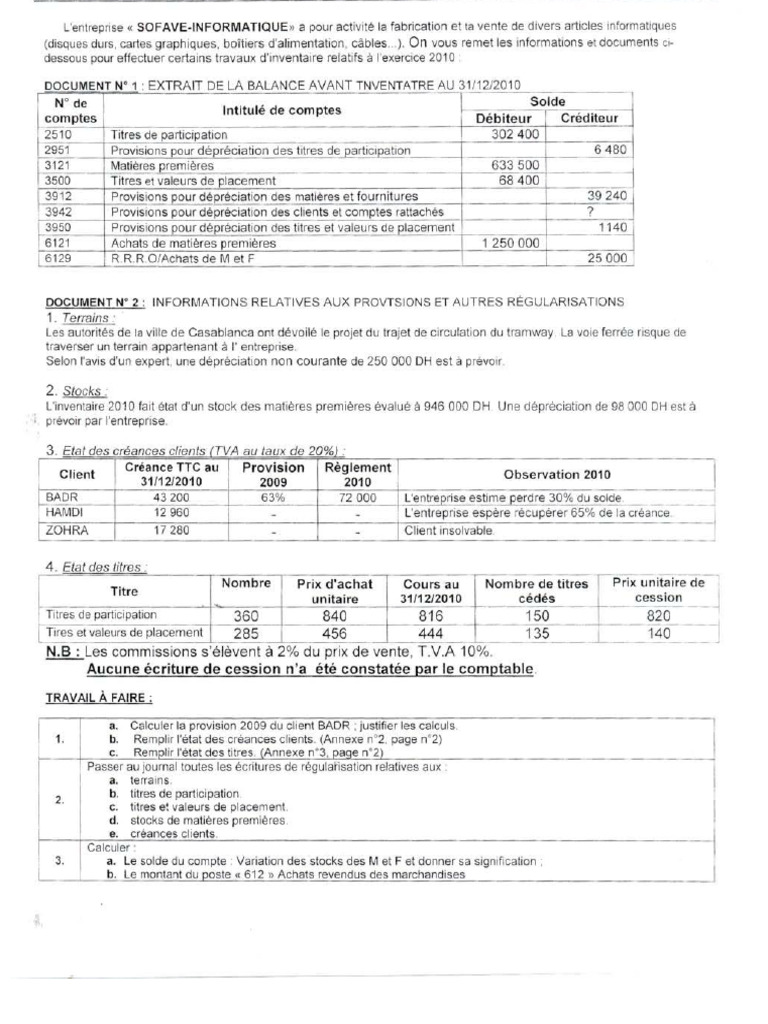 Devoir 2 Modele 12 Comptabilite 2 Bac Eco Semestre 1 | PDF