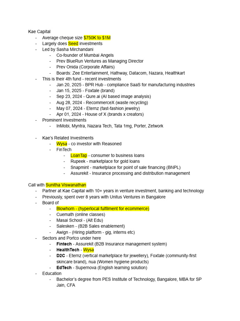 Kae Capital: Investment Overview and Team | PDF