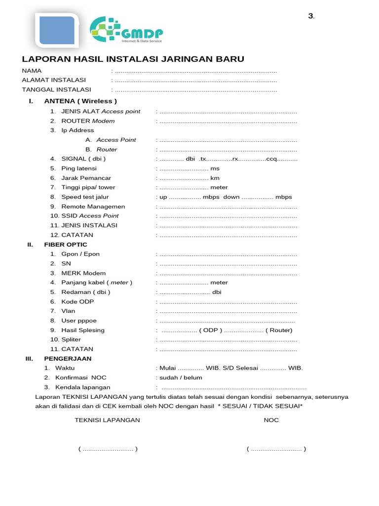 LAPORAN HASIL INSTALASI JARINGAN PT GMDP Terbaru | PDF