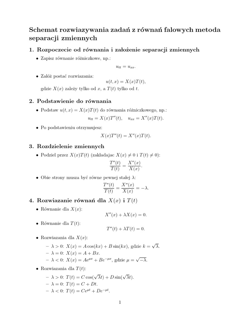 Rozdzielanie Zmiennych Schemat | PDF