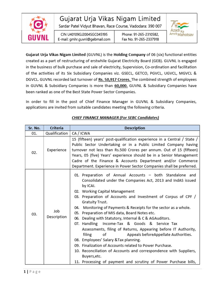 GUVNL Recruitment Notification | PDF | Identity Document