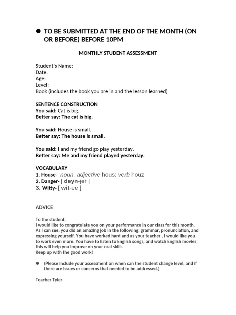 ASSESSMENT FORMAT | PDF